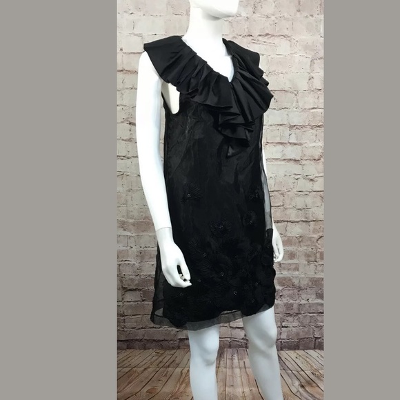 Ryu | Dresses | Ryu Black Dress Medium Semiformal Boutique Rosette ...
